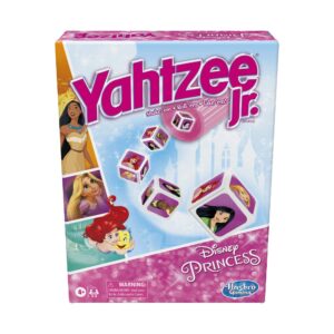 hasbro gaming yahtzee jr.: disney princess edition board game for kids ages 4 and up, for 2-4 players, counting and matching game for preschoolers (amazon exclusive)