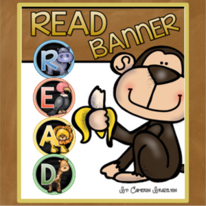 reading banner bulletin board decoration jungle safari theme