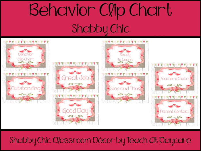 Printable Shabby Chic Behavior Clip Chart