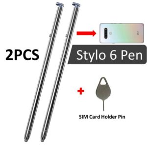 2PCS Stylo 6 Pen Touch Stylus Pen Replacement Part for LG Stylo 6 Stylus 6 Q730TM/AM/VS/MS/PS/CS/MA LCD Touch Pen Stylus Pen + Eject Pin (White Phone Pen)