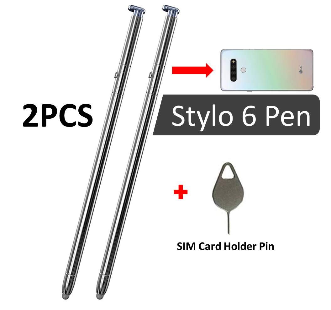 2PCS Stylo 6 Pen Touch Stylus Pen Replacement Part for LG Stylo 6 Stylus 6 Q730TM/AM/VS/MS/PS/CS/MA LCD Touch Pen Stylus Pen + Eject Pin (White Phone Pen)