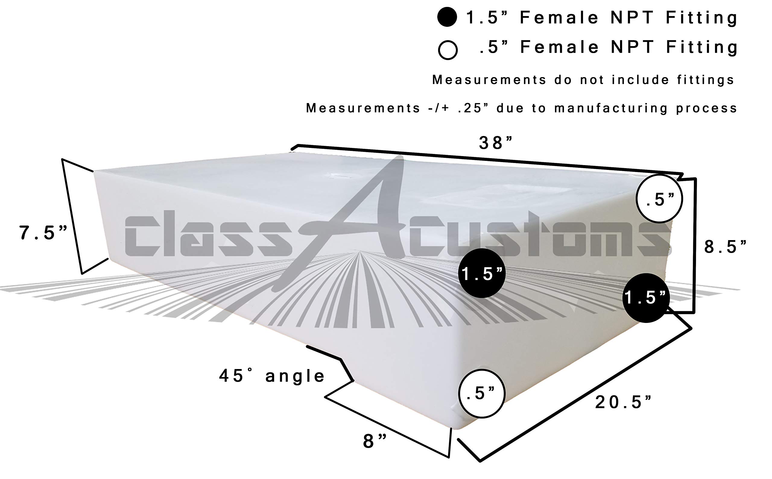 Class A Customs | Under Mount 25 Gallon RV Concession Fresh and Gray Water Holding Tank | UM-2500