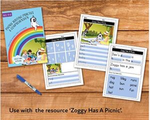 writing and comprehension practice: zoggy has a picnic (4-8 years)