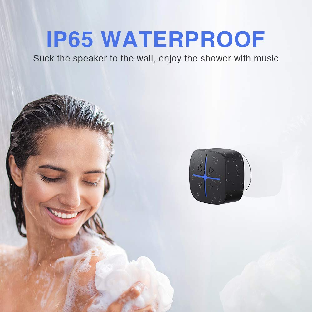 Onforu Shower Speaker, Bluetooth Waterproof Speaker with Suction Cup, Portable Wireless Bathroom Speaker with Stereo Sound, Built-in Mic, 10H Playtime, Mini Speaker for Christmas Outdoor Kitchen Pool