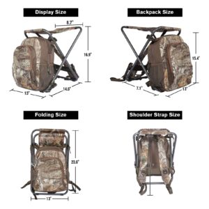 TIMBER RIDGE 3 in 1 Cooler Backpack Chair Foldable Fishing Seat Stool with Cooler Bag, Compact Lightweight Portable for Outdoor Camping Hiking Hunting(CAMO)