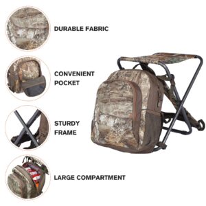 TIMBER RIDGE 3 in 1 Cooler Backpack Chair Foldable Fishing Seat Stool with Cooler Bag, Compact Lightweight Portable for Outdoor Camping Hiking Hunting(CAMO)