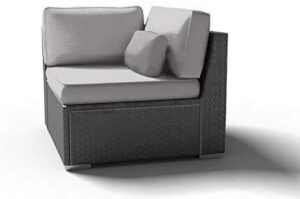 dineli outdoor patio furniture espresso brown wicker sofa corner chair (light gray-right corner chair)