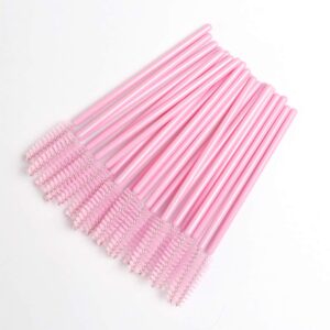 eyelash spoolie brushes 100pcs mascara wands eyebrow brush cleaner applicator makeup-tools false eyelashes extension (pink-100 count)