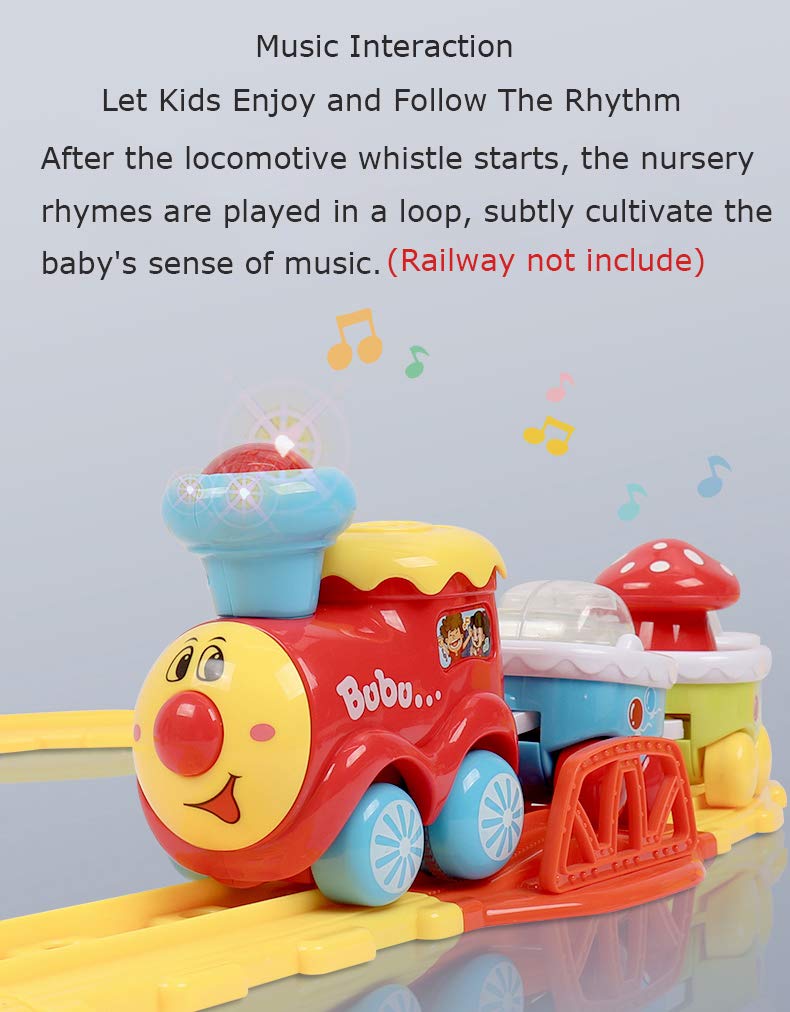 ROFAY Electric Engine Train Cars Toy Set 4pcs, Colorful Train Set with Music and Lamp Cars for Kids Baby Toddlers Early Educational Toys