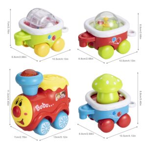 ROFAY Electric Engine Train Cars Toy Set 4pcs, Colorful Train Set with Music and Lamp Cars for Kids Baby Toddlers Early Educational Toys