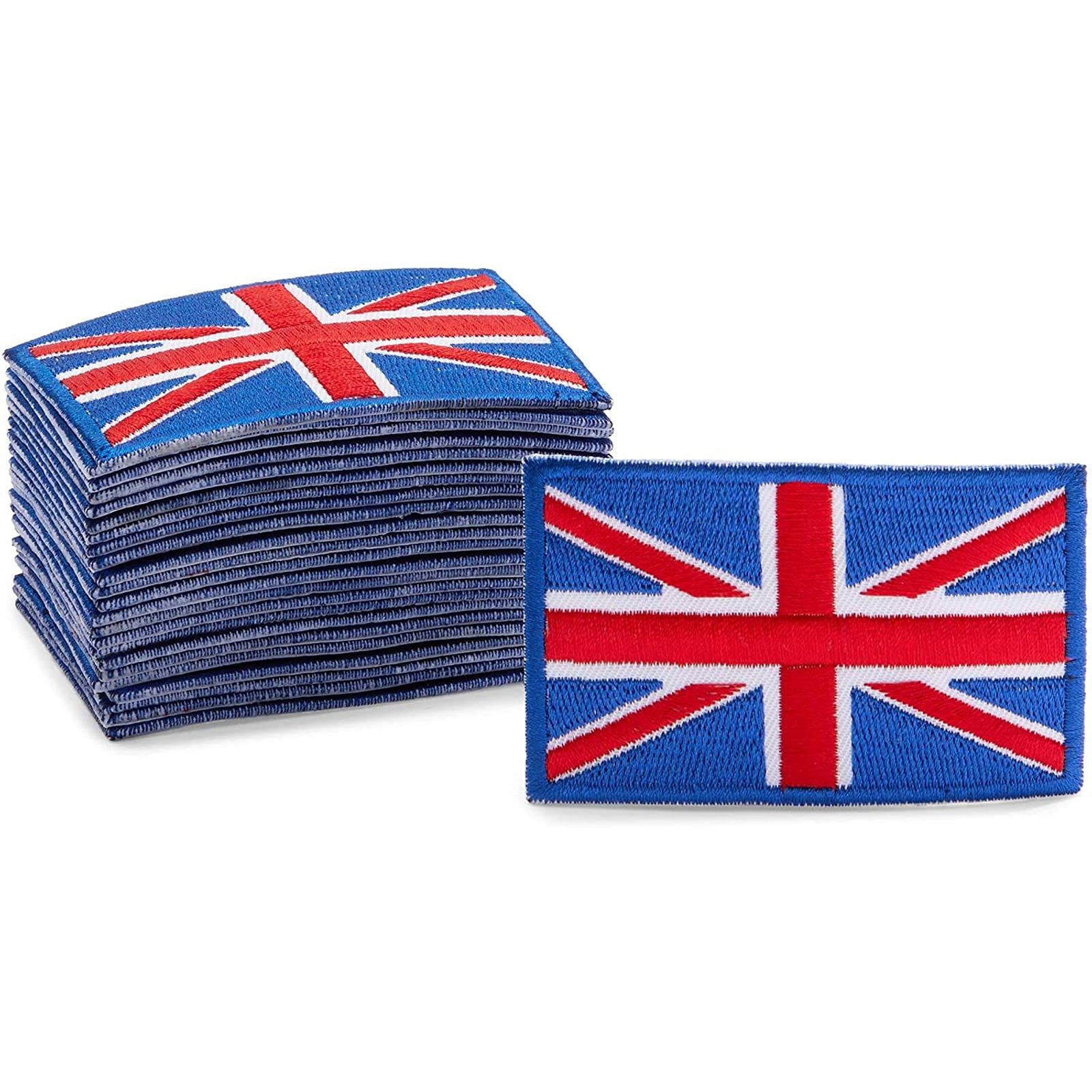 Okuna Outpost UK Flag Iron On Patches, United Kingdom Patch (3 x 0.6 x 1.9 in, 24 Pack)