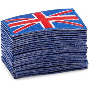 Okuna Outpost UK Flag Iron On Patches, United Kingdom Patch (3 x 0.6 x 1.9 in, 24 Pack)