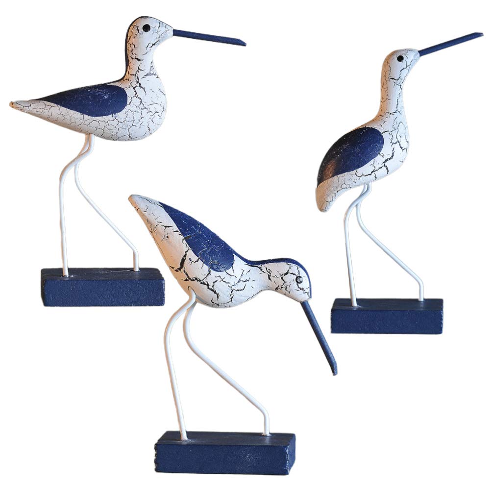 EXCEART 3pcs Wooden Seagull Figurine Nautical Decorations Ornaments Mediterranean Style Coastal Beach Room Garden Decoration for Bedroom Living Room