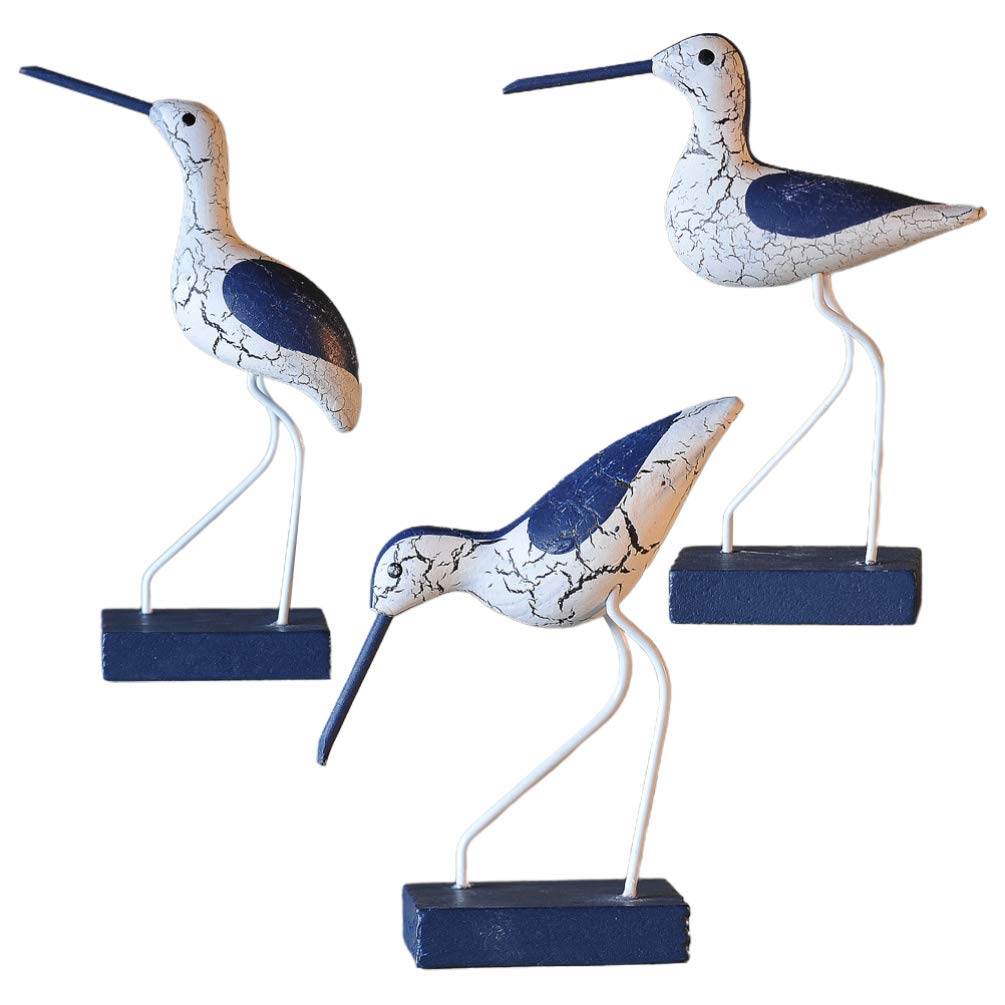 EXCEART 3pcs Wooden Seagull Figurine Nautical Decorations Ornaments Mediterranean Style Coastal Beach Room Garden Decoration for Bedroom Living Room