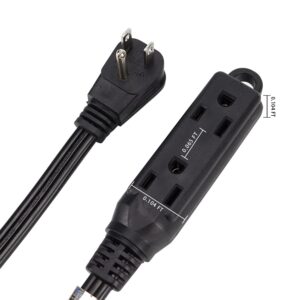 EP 9 Ft 3 Outlet Extension Cord with Flat Plug, 3 Prong Grounded, 16/3 SPT-3 Power Cable for Indoor Use, Black, 2 Pack