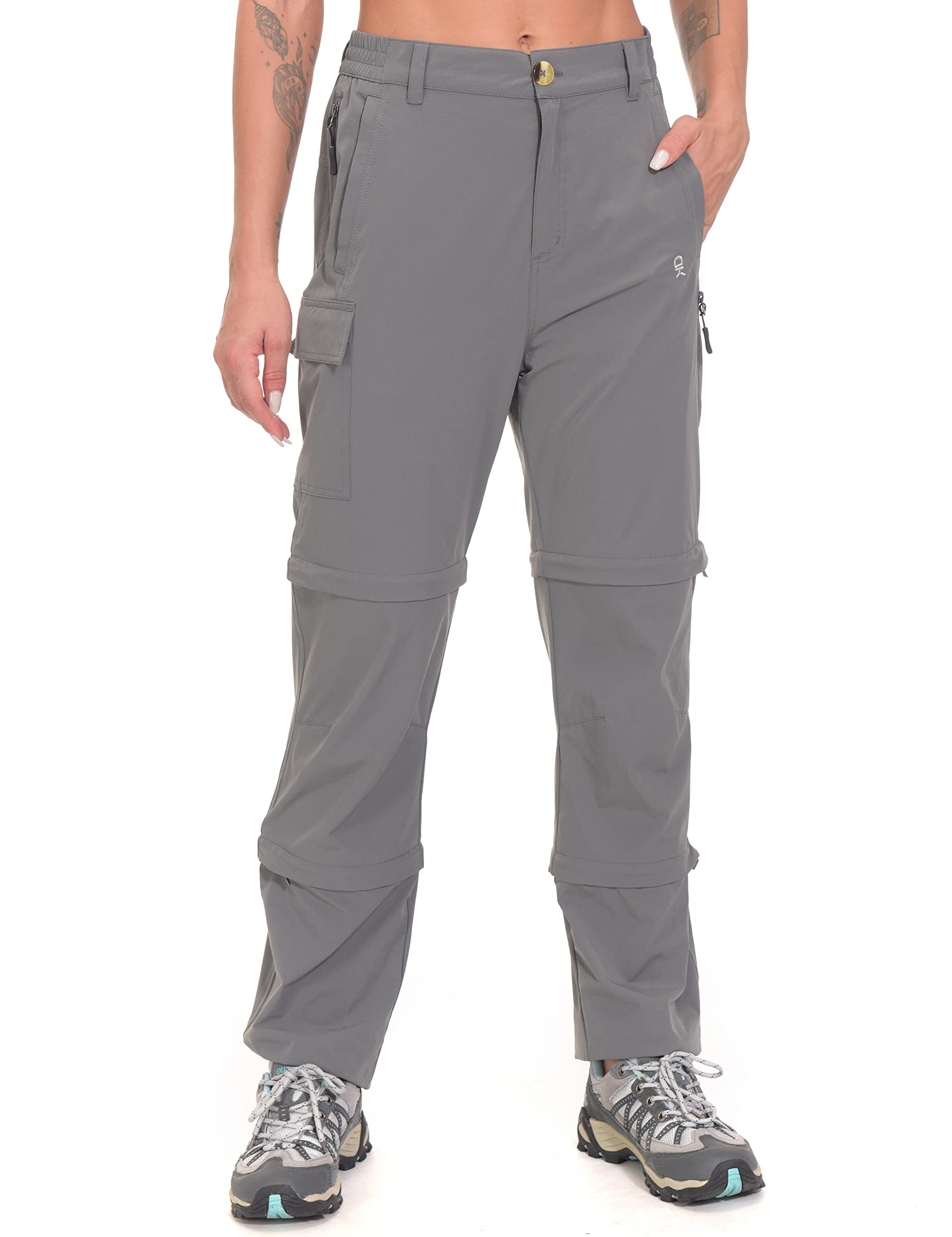 Little Donkey Andy Women's Stretch Convertible Pants, Zip-Off Quick-Dry Hiking Pants Gray Size XL