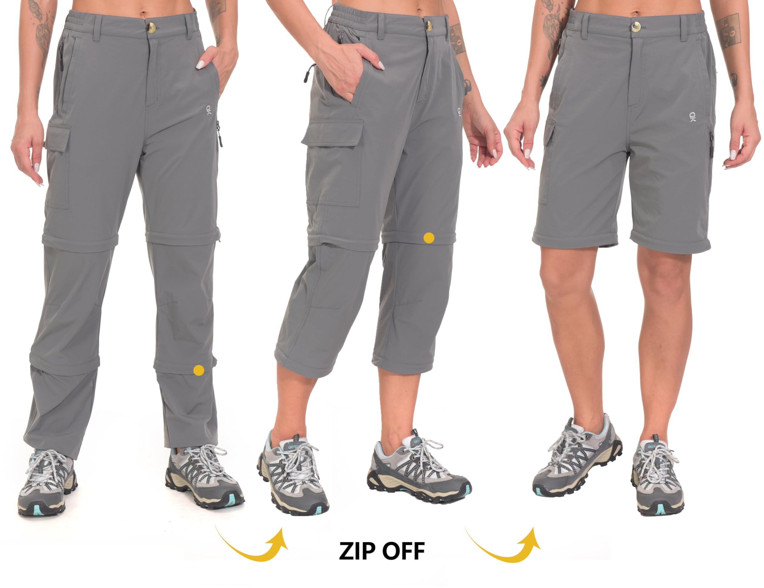 Little Donkey Andy Women's Stretch Convertible Pants, Zip-Off Quick-Dry Hiking Pants Gray Size XL