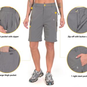 Little Donkey Andy Women's Stretch Convertible Pants, Zip-Off Quick-Dry Hiking Pants Gray Size XL