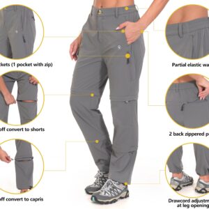 Little Donkey Andy Women's Stretch Convertible Pants, Zip-Off Quick-Dry Hiking Pants Gray Size XL