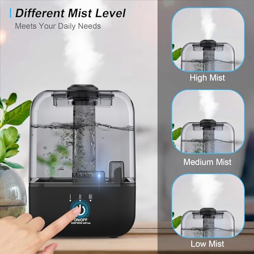 Cool Mist Humidifier, Ultrasonic Air Humidifiers for Bedroom Babies Home, 4.5L Large Top Fill Desk Humidifiers with Three Mist Modes, 360° Nozzle, Auto Shut-Off, Lasts Up to 30 Hours, Super Quiet