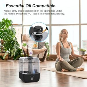 Cool Mist Humidifier, Ultrasonic Air Humidifiers for Bedroom Babies Home, 4.5L Large Top Fill Desk Humidifiers with Three Mist Modes, 360° Nozzle, Auto Shut-Off, Lasts Up to 30 Hours, Super Quiet