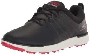 skechers mens elite tour sl waterproof golf shoe, black/red, 13 us