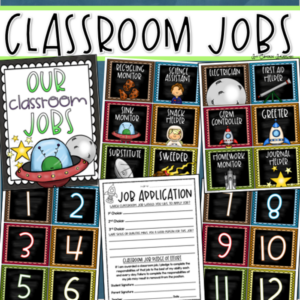 classroom jobs poster signs outer space theme