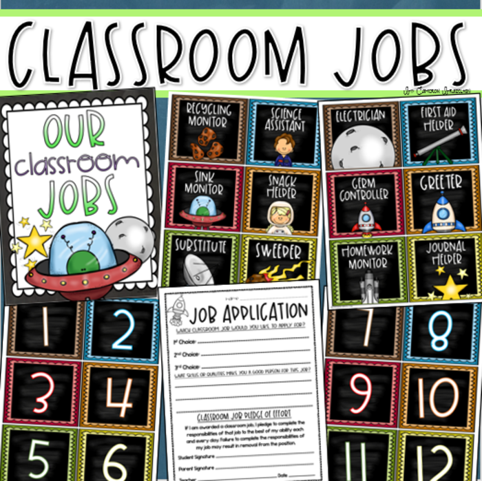 Classroom Jobs Poster Signs Outer Space Theme