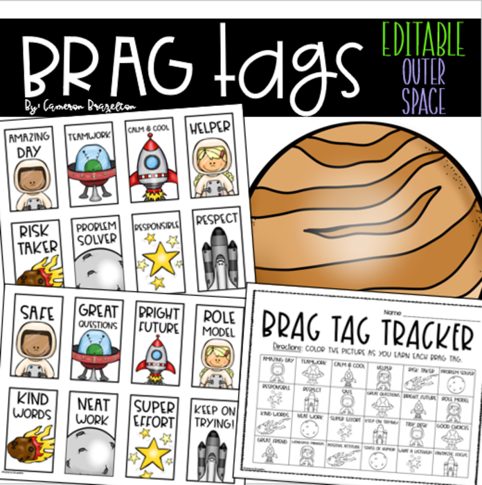 Brag Tags Outer Space Theme Editable