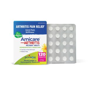 boiron arnicare arthritis tablets for arthritis pain relief, joint soreness, and rheumatic pain - 120 tablets (2 pack of 60)