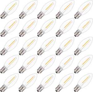 bort 25 pack c9 led replacement light bulb, c9 led bulbs for christmas outdoor string lights, e17 intermediate base, commercial grade holiday bulbs warm white 2700k