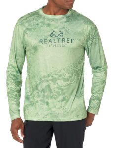 staghorn fishing camo performance tech long sleeve, lime green, s