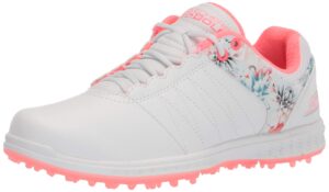 skechers womens pivot spikeless golf shoe, white/multi tropic, 8.5 us