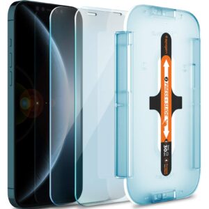 spigen tempered glass screen protector [glastr ez fit] designed for iphone 12 pro max - sensor protection / 2 pack