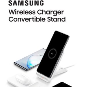 SAMSUNG Electronics Wireless Charger Convertible Qi Certified (Pad/Stand), for Galaxy Buds, Galaxy Phones, and Apple iPhone Devices - US Version - Black (US Version)