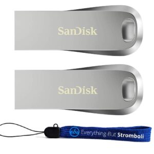 SanDisk Ultra Luxe 512GB USB 3.1 Flash Drive (Bulk 2 Pack) Works with Computer, Laptop, 150MB/s 512 GB PenDrive High Speed All Metal (SDCZ74-512G-G46) Bundle with (1) Everything But Stromboli Lanyard