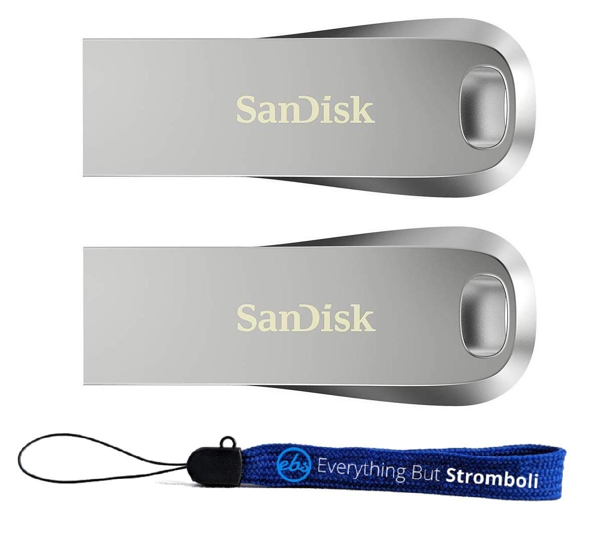 SanDisk Ultra Luxe 512GB USB 3.1 Flash Drive (Bulk 2 Pack) Works with Computer, Laptop, 150MB/s 512 GB PenDrive High Speed All Metal (SDCZ74-512G-G46) Bundle with (1) Everything But Stromboli Lanyard