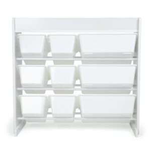 Humble Crew Toy Storage Organizer with Shelf and 9 Storage Bins, White