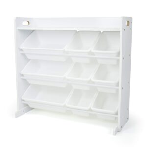 Humble Crew Toy Storage Organizer with Shelf and 9 Storage Bins, White