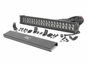 rough country 20" chrome series dual row led light bar | white drl - 70920d