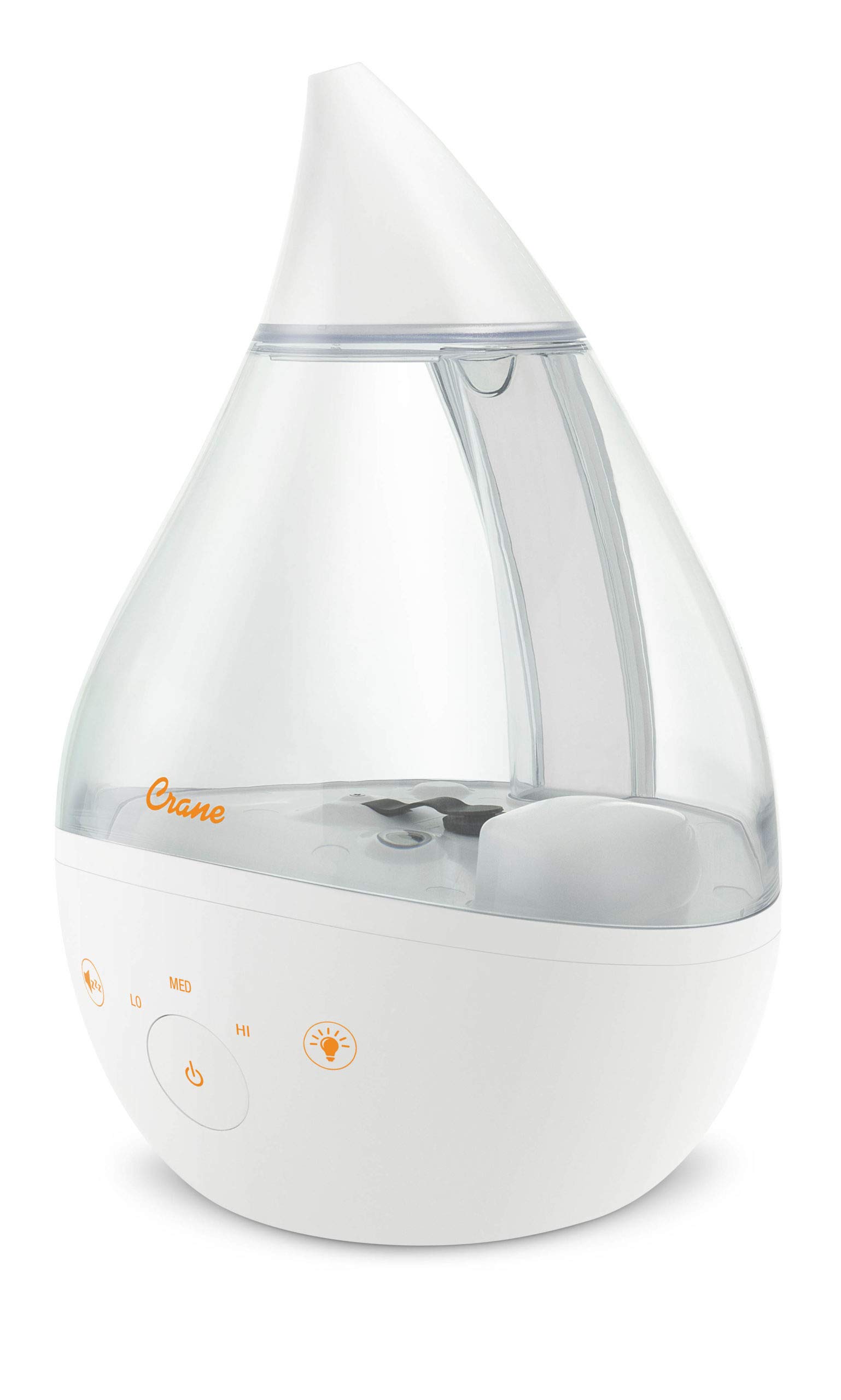 Crane Ultrasonic Humidifiers for Bedroom and Office, 1 Gallon 4-in-1 Cool Mist Air Humidifier for Large Room and Home, Humidifier Filters Optional, Clear & White