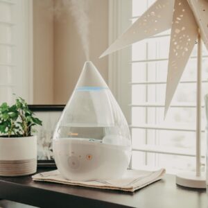 Crane Ultrasonic Humidifiers for Bedroom and Office, 1 Gallon 4-in-1 Cool Mist Air Humidifier for Large Room and Home, Humidifier Filters Optional, Clear & White