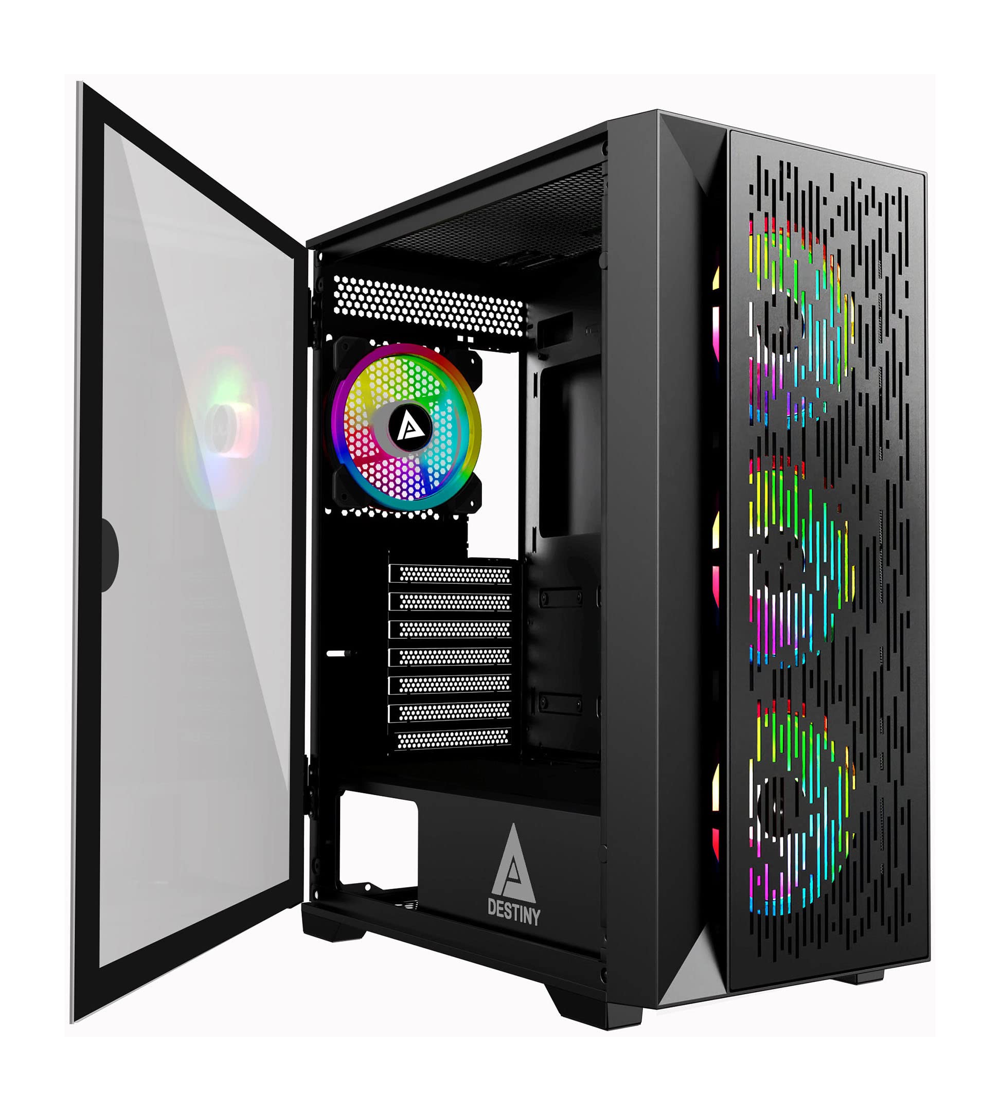 Apevia Predator-PK Mid Tower Gaming Case with 1x Tempered Glass Panel, Top USB3.0/USB2.0/Audio Ports, 4X RGB Fans, Pink Case