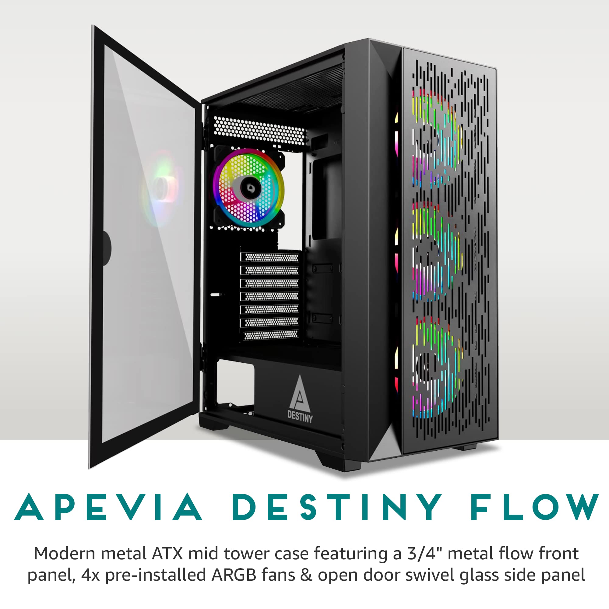 Apevia Predator-PK Mid Tower Gaming Case with 1x Tempered Glass Panel, Top USB3.0/USB2.0/Audio Ports, 4X RGB Fans, Pink Case