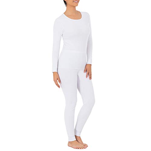 Fruit of the Loom Women's Micro Waffle Premium Thermal Set, White, Small