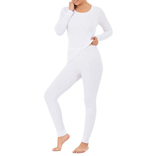 Fruit of the Loom Women's Micro Waffle Premium Thermal Set, White, Small