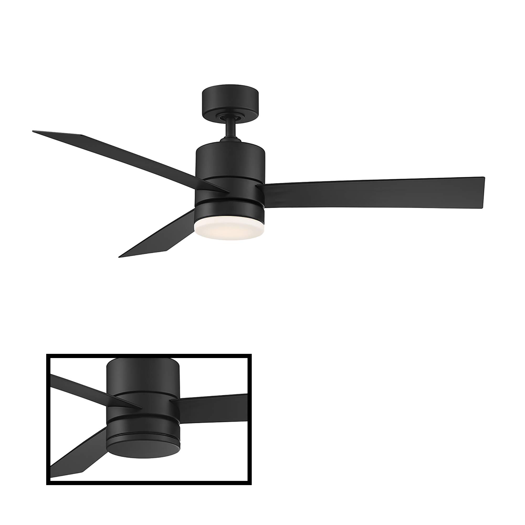 Axis Smart Indoor and Outdoor 3-Blade Ceiling Fan 52in Matte Black with 3000K LED Light Kit and Remote Control works with Alexa, Google Assistant, Samsung Things, and iOS or Android App