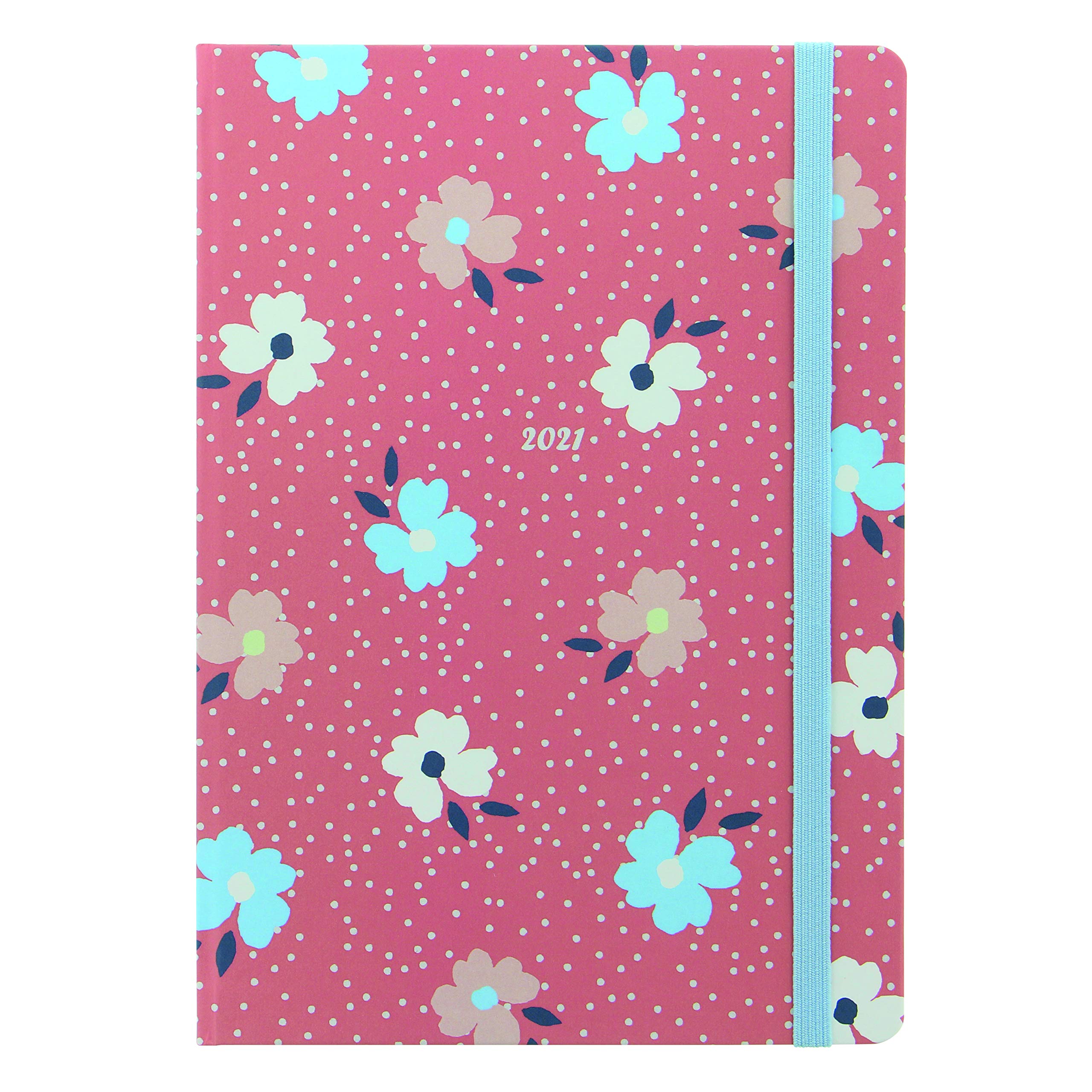 Letts Floral A5 week to view 2021 diary - coral, 21-081897