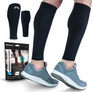 powerlix calf compression sleeve (2p) calf & shin sleeves for men & women great for pain relief, running, sports & more