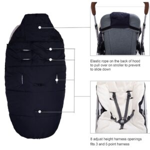 KZ Dotnz Stroller Footmuff, Stroller Cover for Winter, Front Panel Removeable Stroller Sleeping Bag, Adjustable Length Baby Stroller Blanket Winter with Soft Hood, Fleece Lined Stroller Warmer Cover